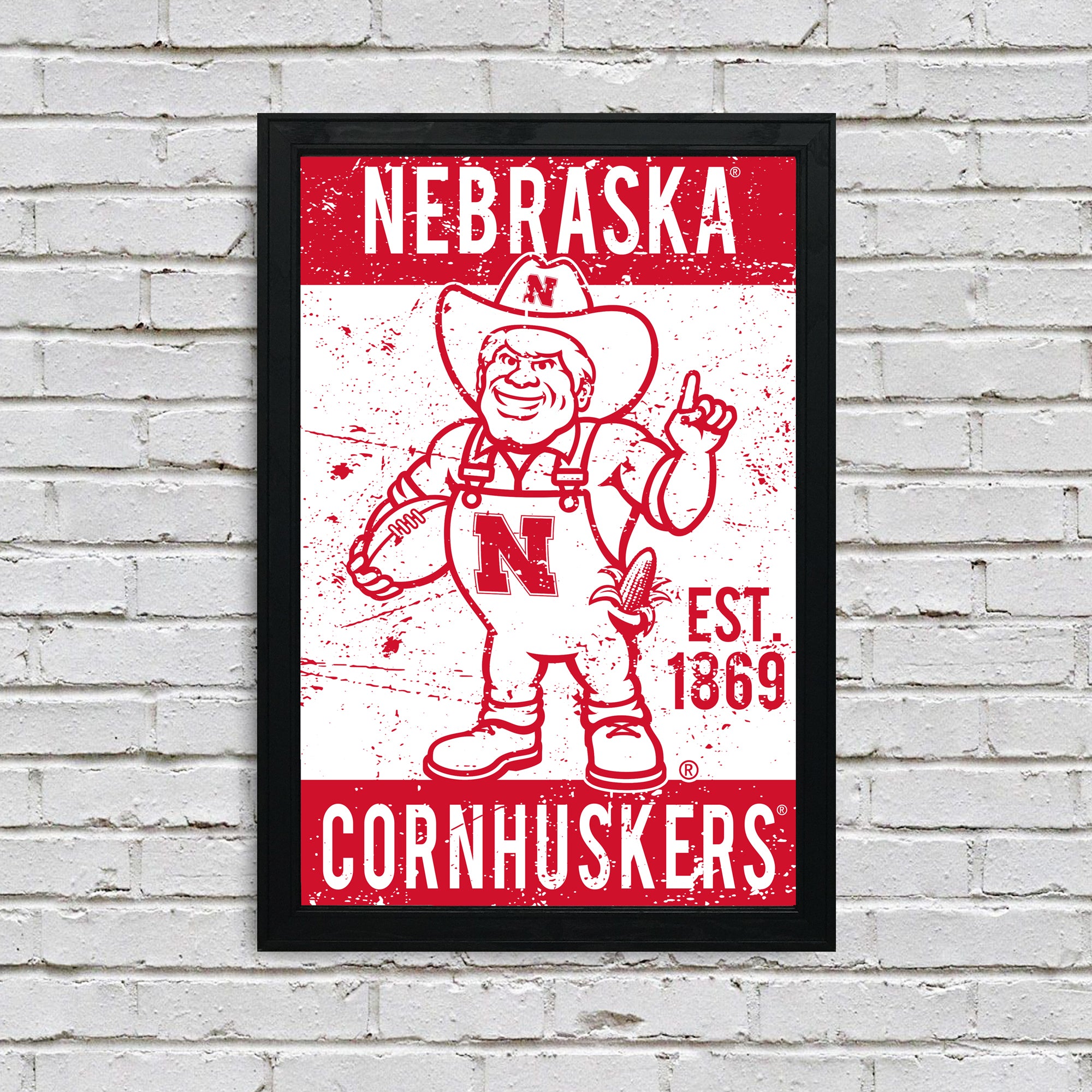 Limited Edition Nebraska Cornhuskers Herbie Husker Mascot Poster