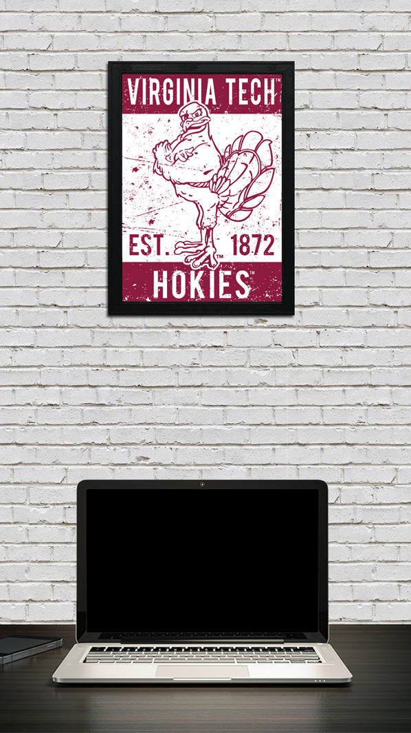 Limited Edition Virginia Tech Hokie Bird Vintage Poster Art Print ...