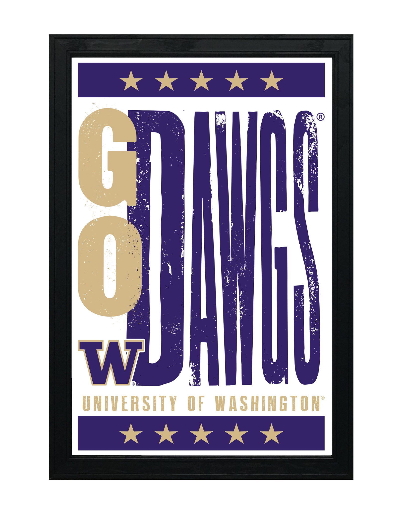 Washington Huskies Go Dawgs Letterpress Poster - 13x19" — Shafer Print Shop