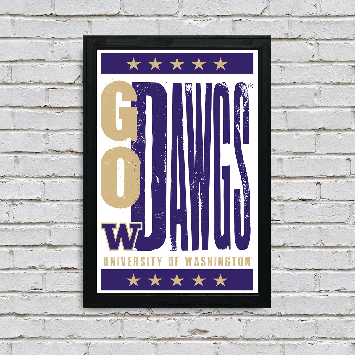 Washington Huskies Go Dawgs Letterpress Poster - 13x19" — Shafer Print Shop