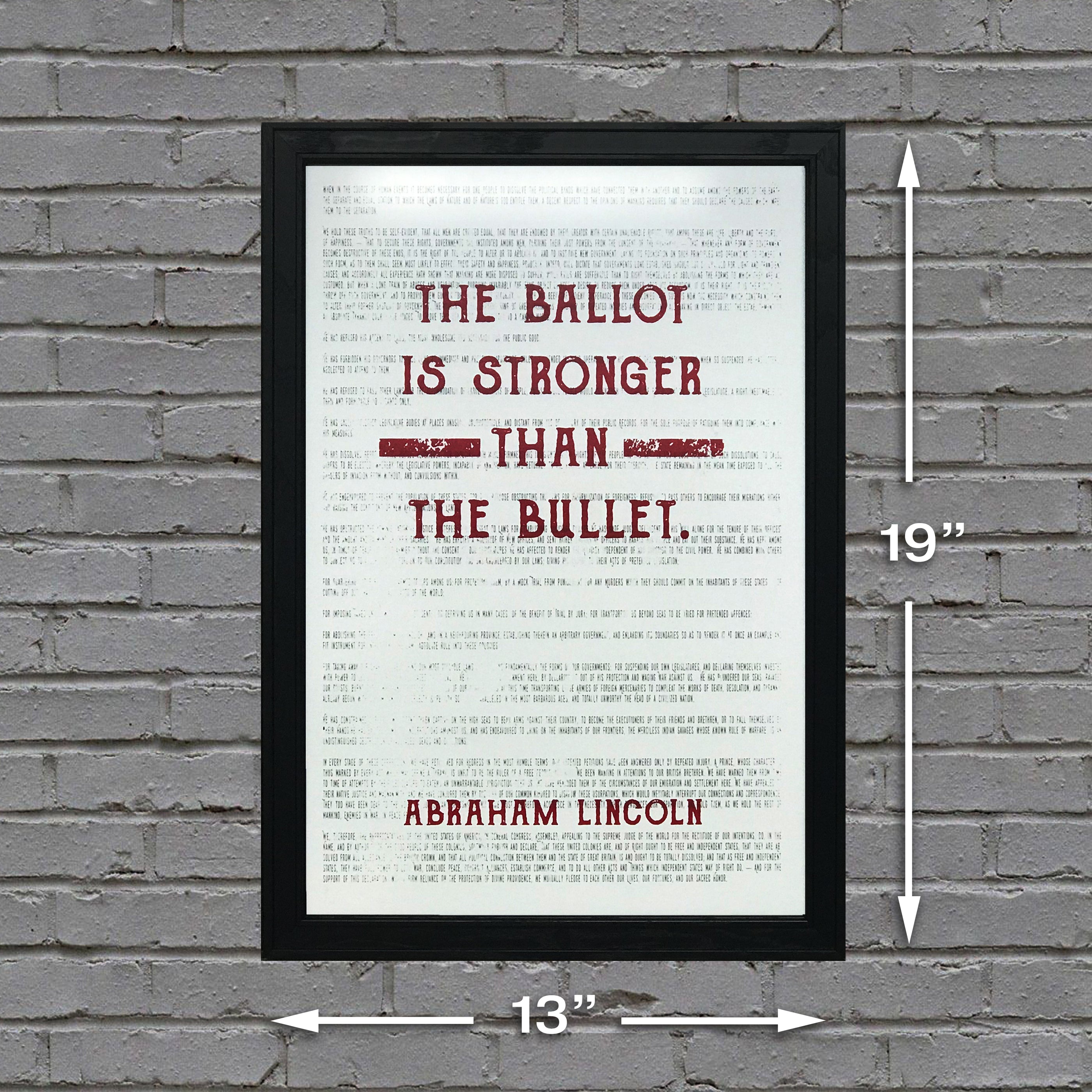 Abraham Lincoln Ballot Stronger than Bullet Quote Art Print Red ...