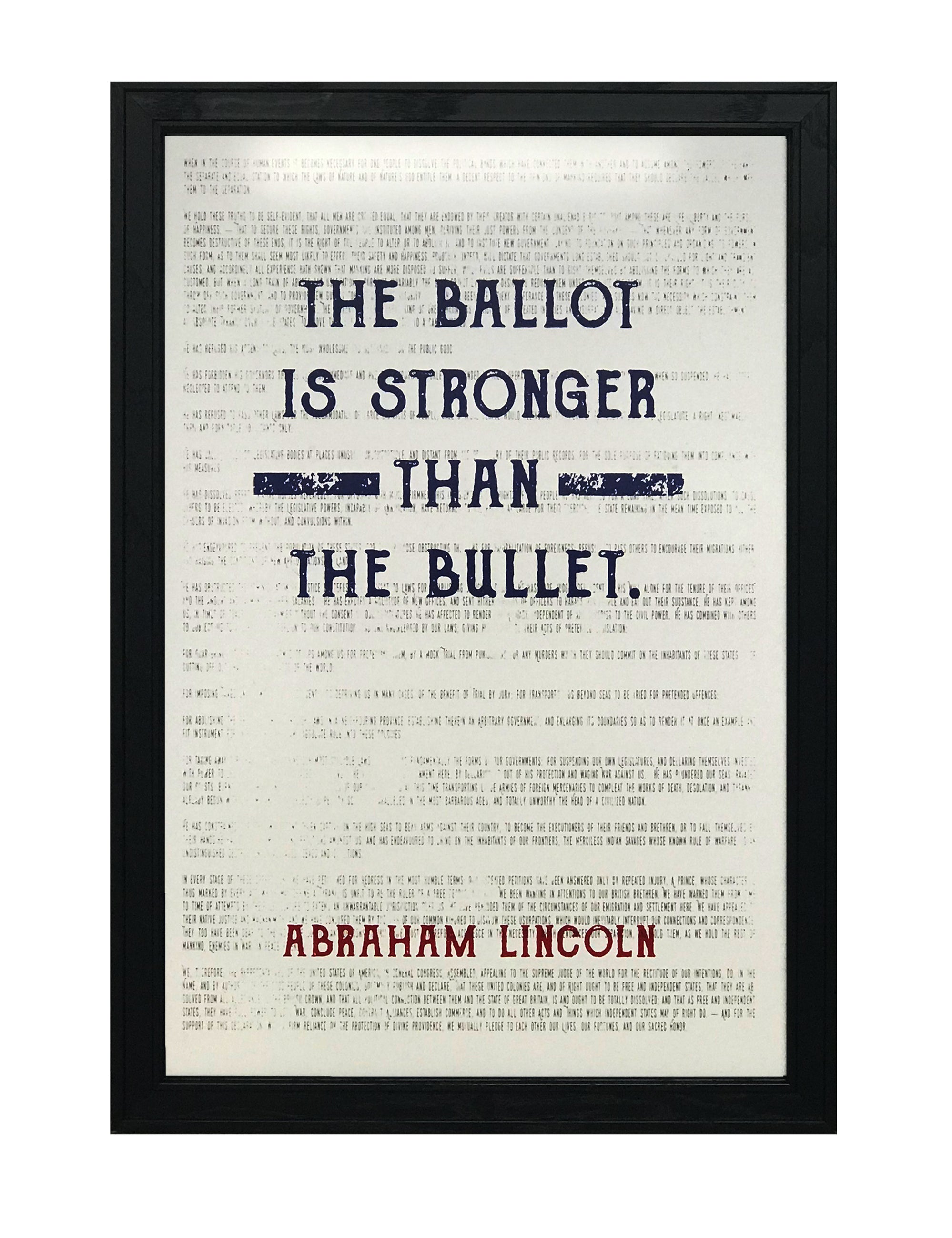 Abraham Lincoln Art Poster - Ballot Stronger than Bullet Quote Blue/Red ...