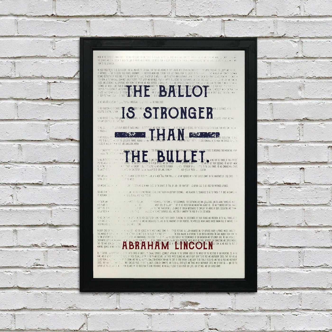Abraham Lincoln Art Poster - Ballot Stronger than Bullet Quote Blue/Red ...
