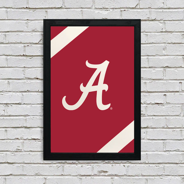 Limited Edition Alabama Crimson Tide Logo with Football Stripes Poster