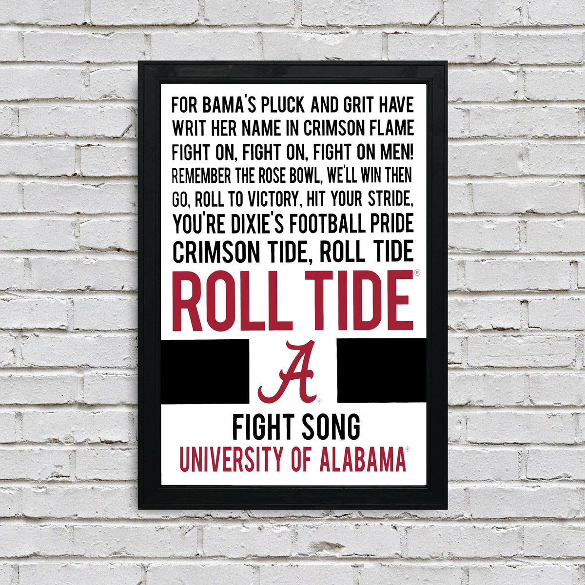 Limited Edition Roll Tide Yea Alabama Fight Song Crimson Tide Poster A ...