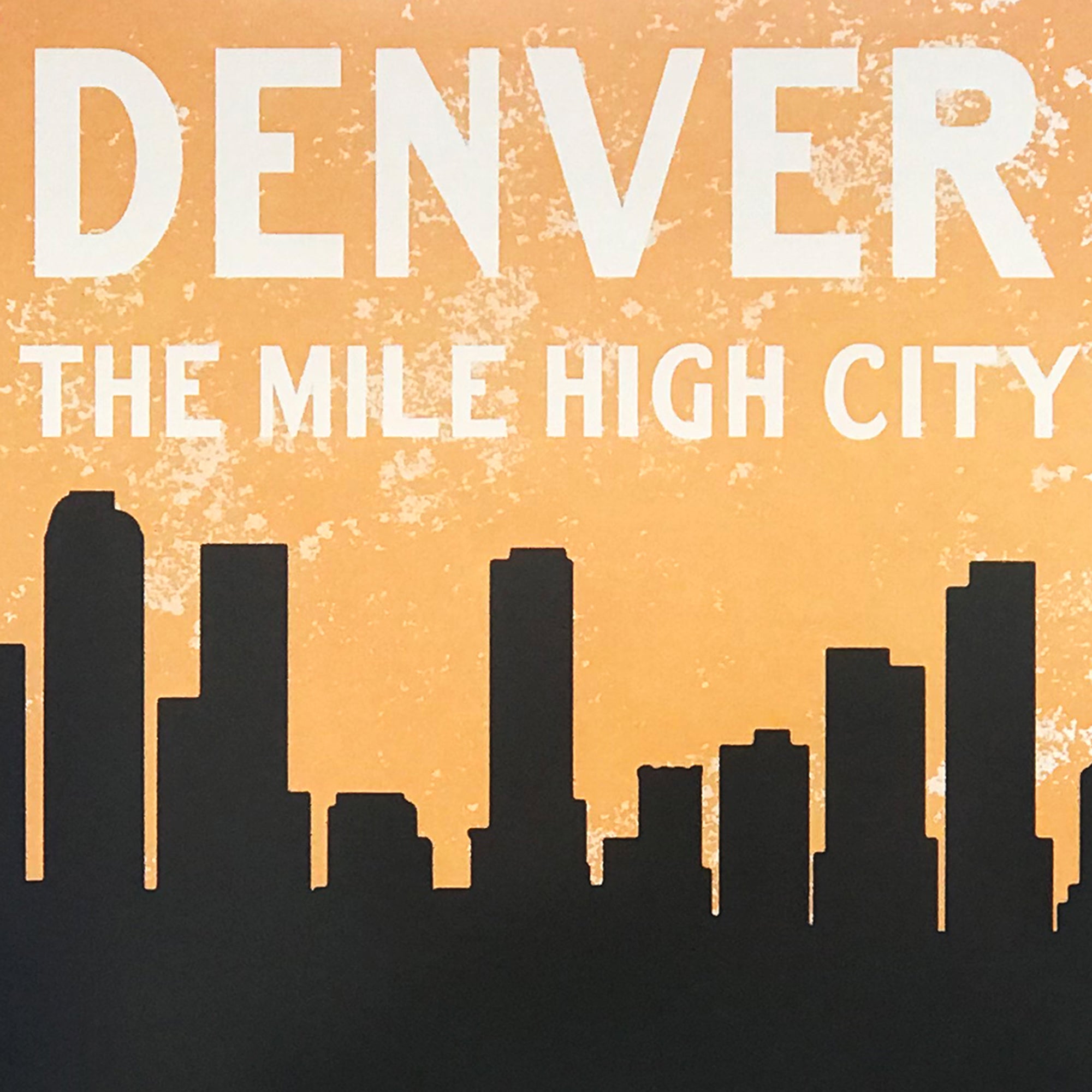Limited Edition Vintage Denver Skyline Poster Art - Pastel Orange and